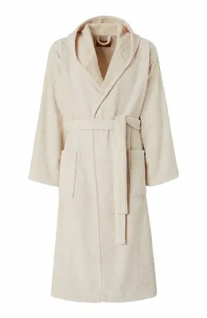 Missoni Chalk Bathrobe In Cotton Terry With Zigzag Pattern - Brown