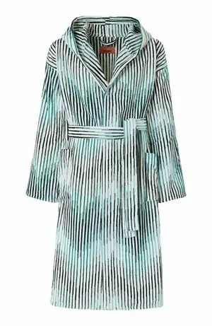 Missoni Arpeggio Bathrobe In Slub Cotton Terry - Turquoise