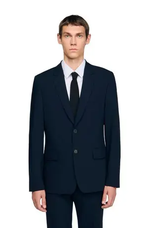 Sandro Wool Suit Jacket - Navy Blue