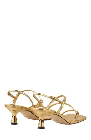 Sandro Strappy Patent Leather Sandals - Gold