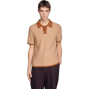 Sandro Square Cross Polo Shirt - Camel