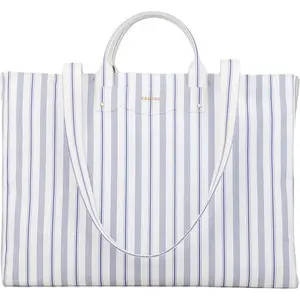 Sandro Striped Canvas Tote - Blue / Ecru