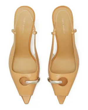 Tory Burch Pierced Peep Toe Slingback Pumps - Cantucci