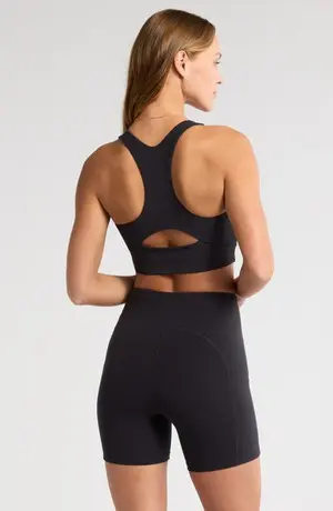 Zella Studio Luxe V-neck Racerback Sports Bra - Black