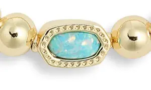Kendra Scott Mini Elaina Beaded Stretch Bracelet - Gold Light Teal Opal