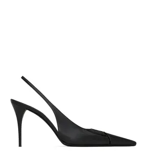 Saint Laurent Patent Leather Babylone Slingback Pumps 90 - Black