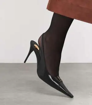 Saint Laurent Patent Leather Babylone Slingback Pumps 90 - Black