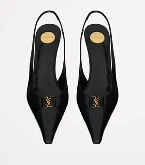 Saint Laurent Patent Leather Babylone Slingback Pumps 90 - Black