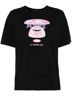 A BATHING APE Aape * Embroidered Logo T-shirt - Black