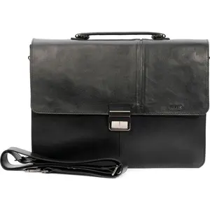 VELEZ Leather Laptop Bag - Black