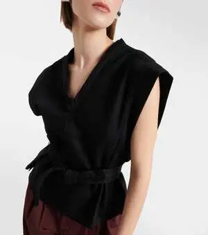 LEMAIRE Chasuble Belted Denim Top - Black