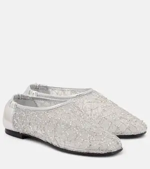 Simkhai Eden Metallic Lace Ballet Flats - Silver
