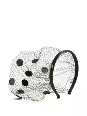 Valentino Garavani Vlogo Signature Veil Headband - Black