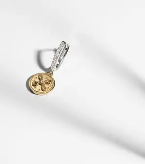 FOUNDRAE True Love Mini 18kt Yellow And White Single Earring With Diamonds