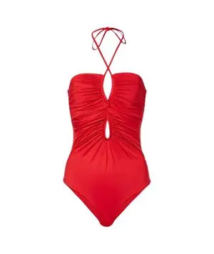 Johanna Ortiz Coral Reef Gathered One Piece Swimsuit - Red
