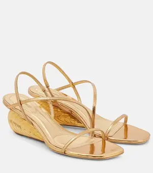 Simkhai Bridget Metallic Leather Wedges - Gold