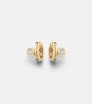 Shay Jewelry Floating Bezel 18kt Hoop Earrings With Diamonds - Gold