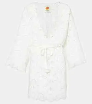 Farm Rio Seashell Broderie Anglaise Cotton Beach Dress - White