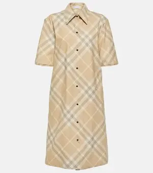 Burberry Checked Cotton Shirt Dress - Beige