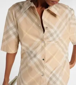 Burberry Check Cotton Shirt Dress - Beige