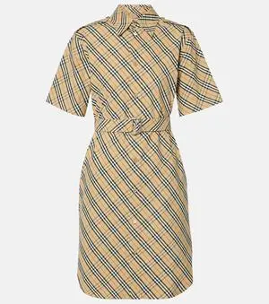 Burberry Check Cotton Shirt Dress - Beige