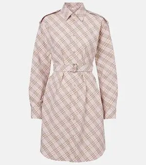 Burberry Check Cotton Shirt Dress - Pink
