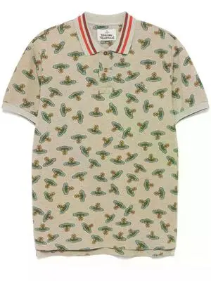 VIVIENNE WESTWOOD Logo Print Polo Shirt - Neutrals