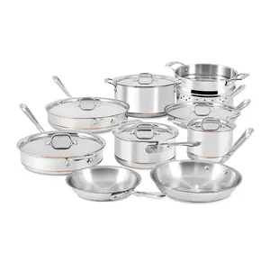 ALL-CLAD Copper Core 5 Ply Bonded 15 Piece Cookware Set - Stainless