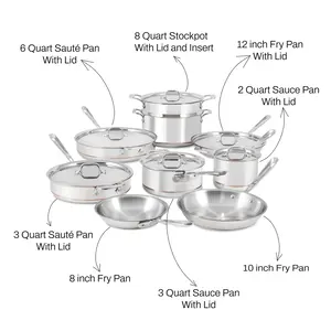 ALL-CLAD Copper Core 5 Ply Bonded 15 Piece Cookware Set