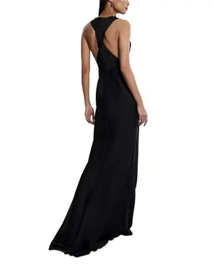 Bcbgmaxazria Cowl Neck Halter Gown - Black