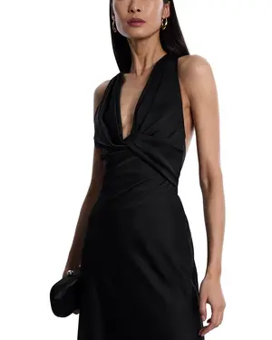 Bcbgmaxazria Cowl Neck Halter Gown - Black
