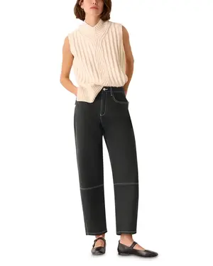 Whistles Contrast Stitch Barrel Leg Jeans