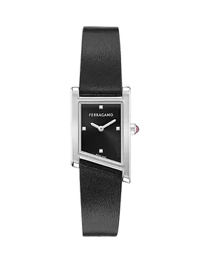 FERRAGAMO Asymetrique Watch, 22mm X 36mm - Black/black