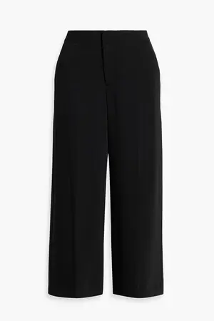 Women's Black Wide Leg Crepe Pants