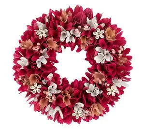NORTHLIGHT Wooden Floral Spring Wreath - One-color