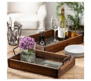 GERSON INTERNATIONAL Metal And Wood Decorative Trays Gerson Inter National - One-color