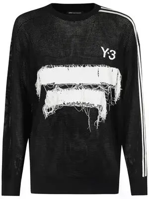 Y3 Frayed-patch Detailing Sweatshirt - Black