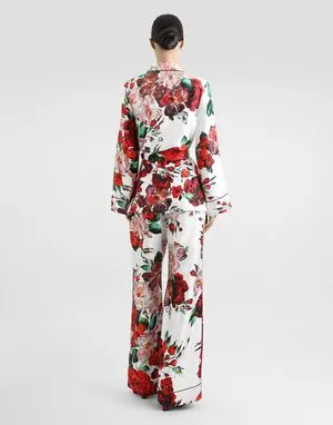Dolce & Gabbana Satin Pajama Pants With Rose