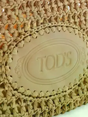 TOD'S Raffia And Leather Mini Shopping Bag - Brown