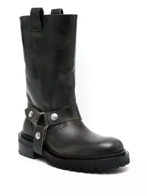 GOLDEN GOOSE Leather Biker Boots - Black