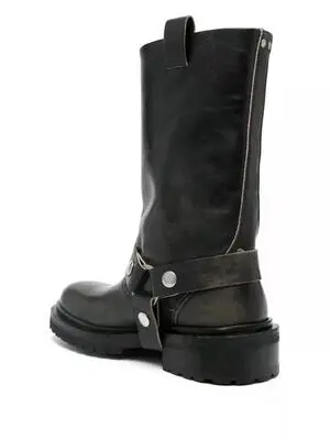 GOLDEN GOOSE Leather Biker Boots - Black