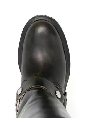 GOLDEN GOOSE Leather Biker Boots - Black