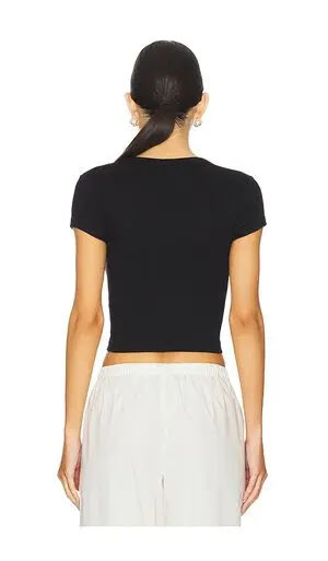 Enza Costa Supima Baby Cropped Tee - Black