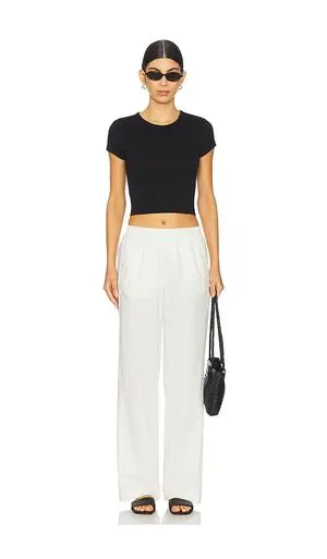 Enza Costa Supima Baby Cropped Tee - Black