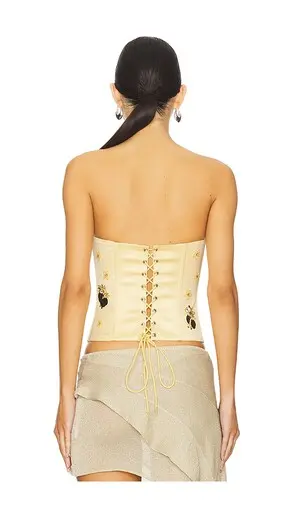 GUIZIO Embellished Satin Corset