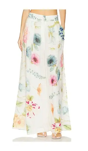 LA FUORI Blossom Belle Embellished Floral Wide Leg Pants