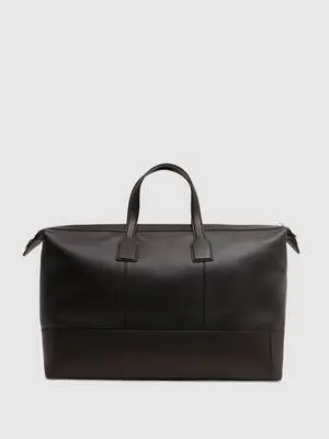 REISS Carter Leather Holdall - Brown