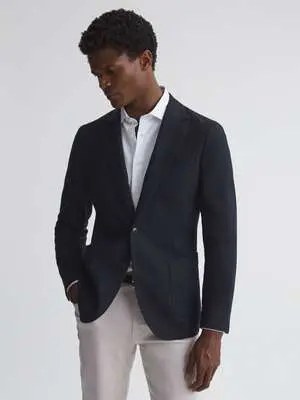 REISS Attire Slim Fit Textured Wool Blend Blazer