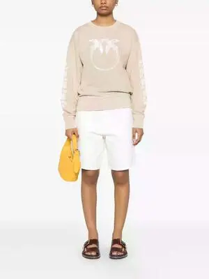 Pinko Love Birds-print Sweatshirt - Neutrals