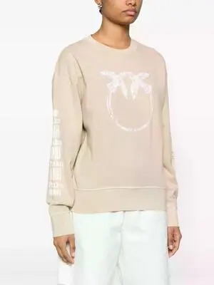 Pinko Love Birds-print Sweatshirt - Neutrals